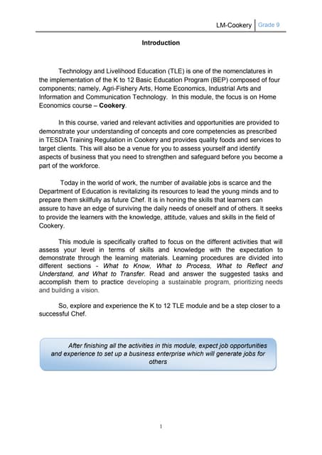 DETAILED LESSON PLAN IN COOKERY 9 | DOCX