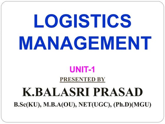 Introduction to Logistics Management | PPTX