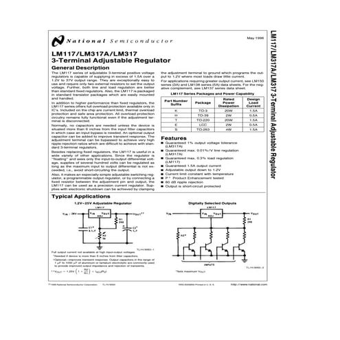 LM317 Adjustable Regulator Datasheet | PDF