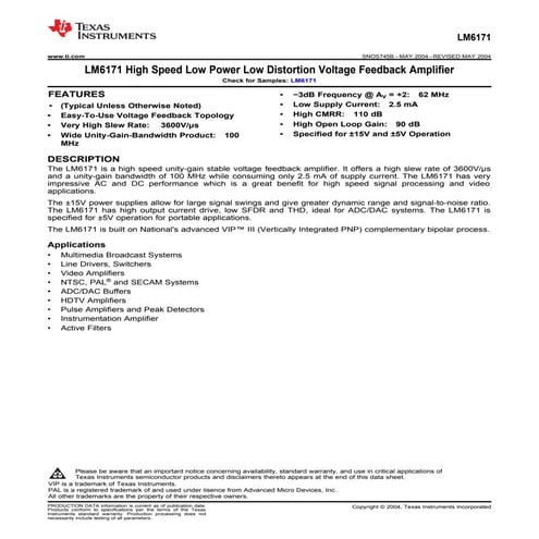 Lm6171 | PDF