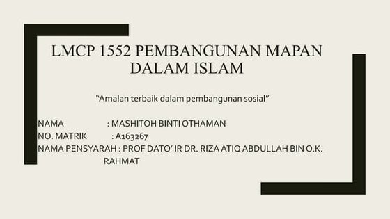 Senario Masyarakat Islam di Akhir Era Khulafa’ al-Rashidin | PPT