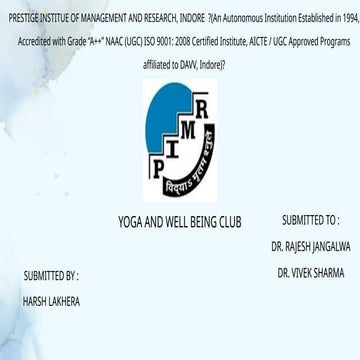 LMP PRESENTATION YOGA & WELLBEING CLUB PPT | PPT