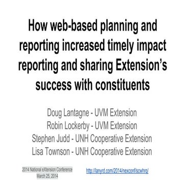 How web-based planning and reporting increased timely impact reporting ...