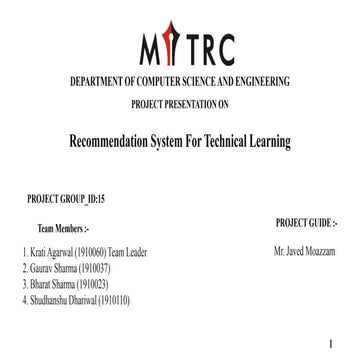 Recommender System Syllabus pdf documntation | PDF