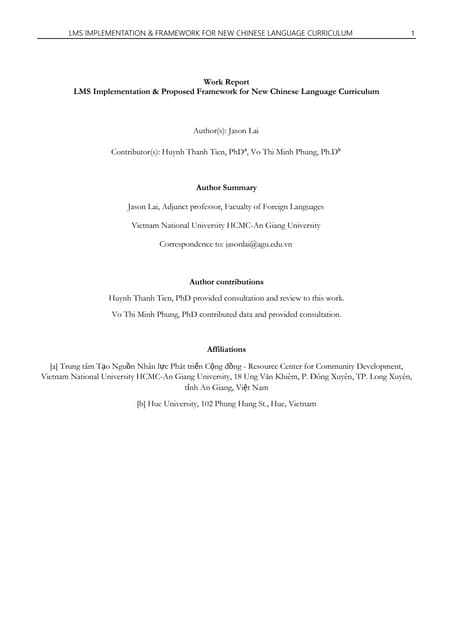 LMS Implementation & Proposed Framework for New HSK Curriculum | PDF LMS Implementation & Proposed Framework for New HSK Curriculum | PDF