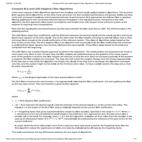 Least Mean Square Vs Recursive Least Square Pdf
