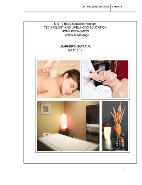 TLE/ HE Wellness Massage Curriculum Guide | PDF