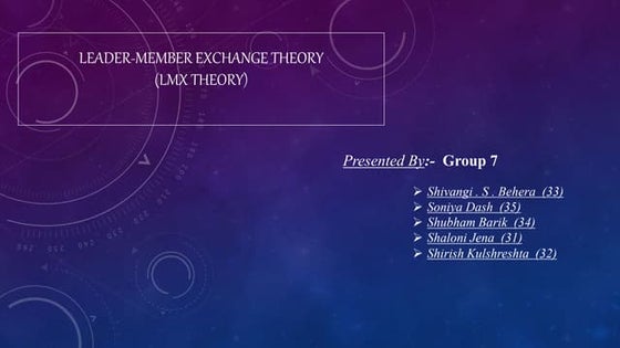 Leader-Member Exchange (LMX) Theory | PPT