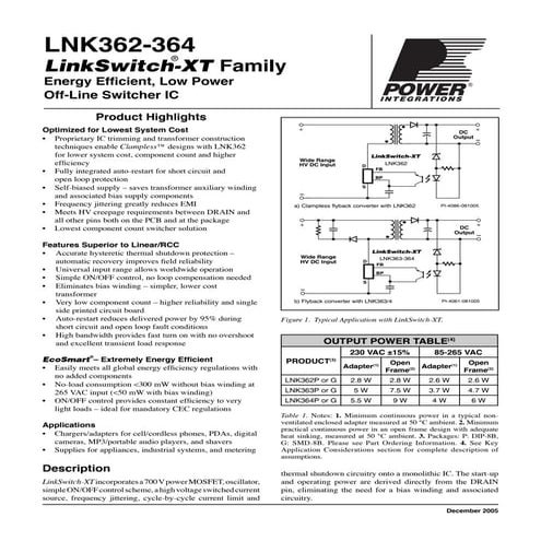 Original Power Supply IC LNK362PN DIP-7 New Power Integrations | PDF