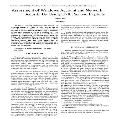 Lnk Payload Exploit In Windows Pdf Operating Systems Computer Software And Applications