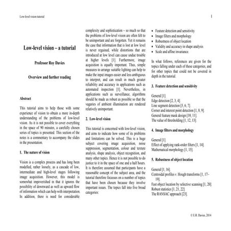 Low level vision - A tuturial | PPT