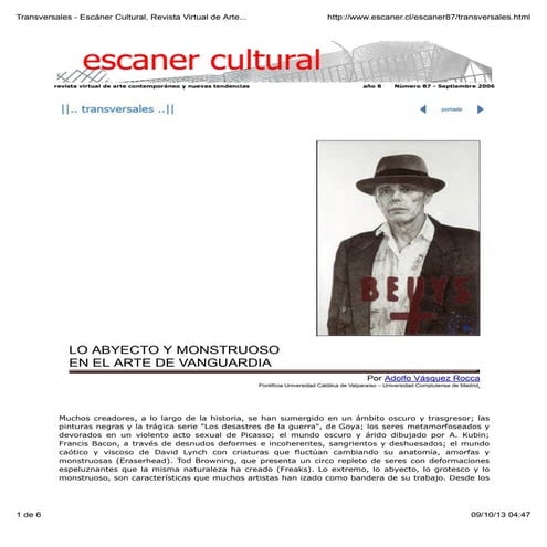 LO ABYECTO Y MONSTRUOSO EN EL ARTE DE VANGUARDIA Dr. Adolfo Vásquez ...