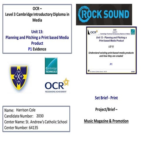 LO1- Understand existing print-based media Products and how they are ...