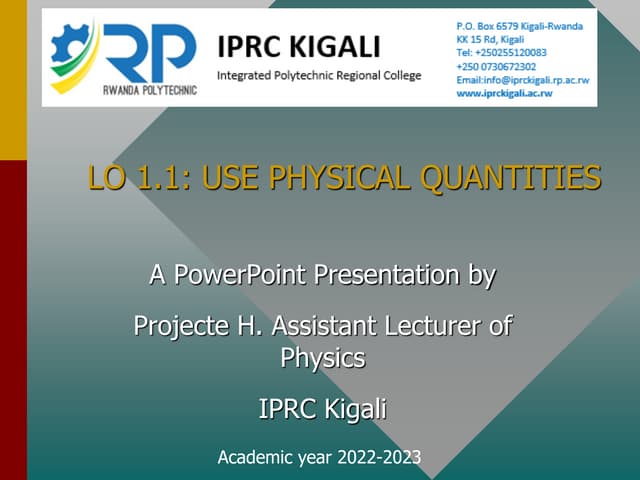 Chapter 1: Physical Quantities Unit, And Vectors | PPTX