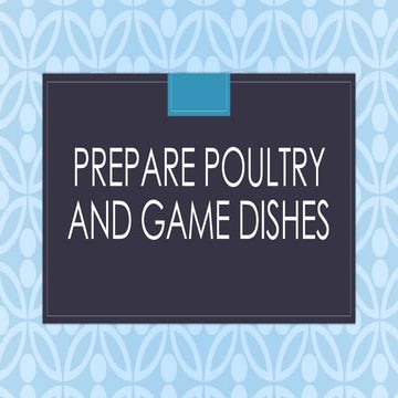 Tle Cookery 10 Poultry And Game Variety Pptx