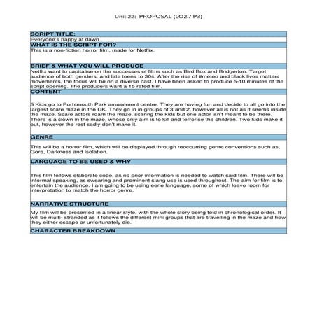 LO2 SCRIPT for my media studies coursework | DOCX