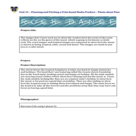 Photo shoot plan template | DOCX