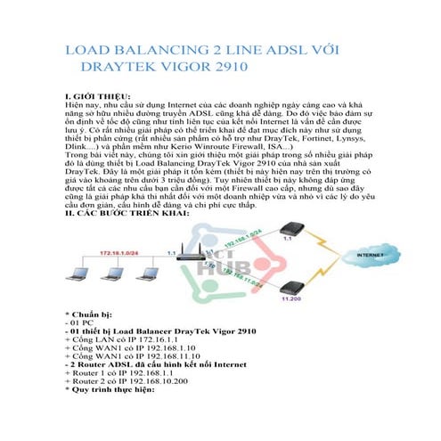 Load balancing 2 line adsl với draytek vigor 2910 | DOC