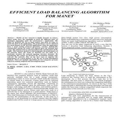 Load Balancing In Mobile Adhoc Network Manet Pdf