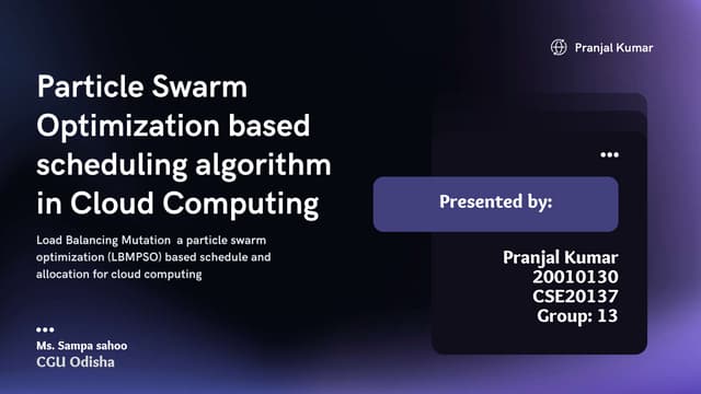 Load Balancing Mutation A Particle Swarm Optimization Pranjal Kumar Pdf