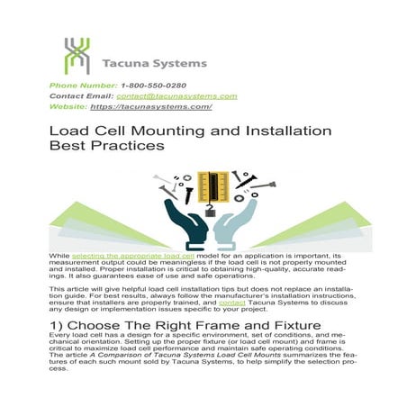 Load Cell Mounting and Installation Best Practices | PDF