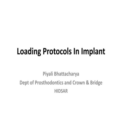 Loading protocols in implant | PPTX
