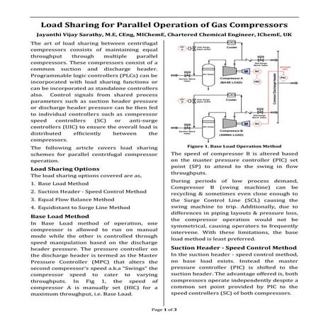 Load Sharing for Parallel Operation of Gas Compressors | PDF