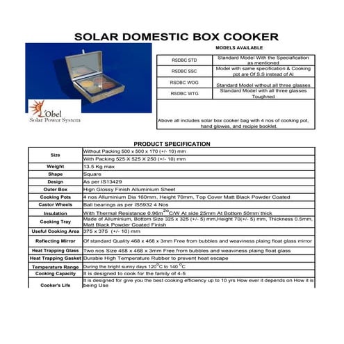 Lobel box type solar cooker | PDF