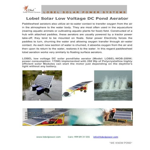 Lobel solar aerator for aquaculture | PDF