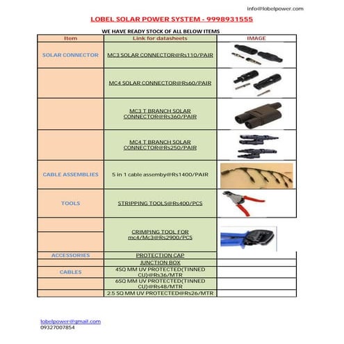 Lobel solar pv accessories | PDF