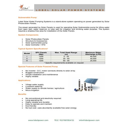 Lobel solar water pump | PDF