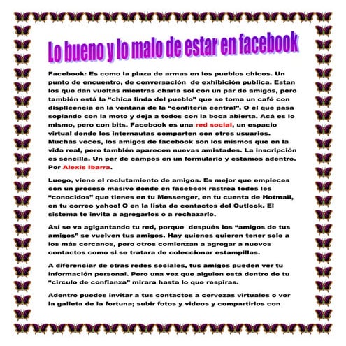 Lo bueno y lo malo del facebook ingrid | DOCX