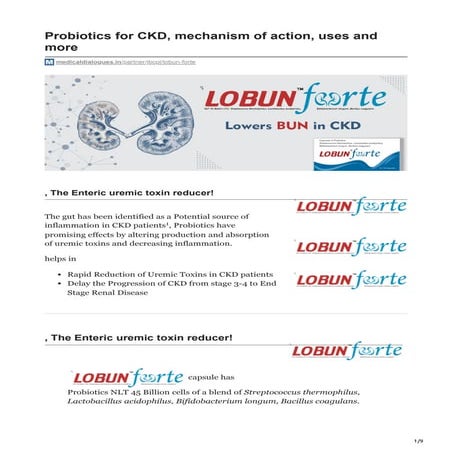 Lobun Forte: Probiotics for CKD | PDF
