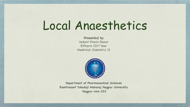 Medicinal chemistry of local anaesthetics | PPTX
