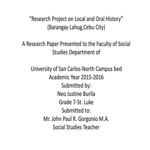 Local and oral history presentation | PPTX