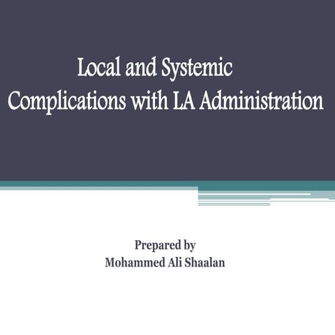 Local and systemic complications of local anesthesia | PPTX