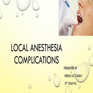 LOCAL ANESTHESIA. complications in dental | PPTX