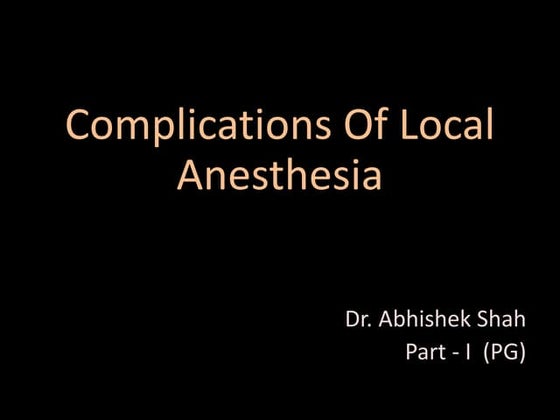 Complications of local anesthesia | PPT