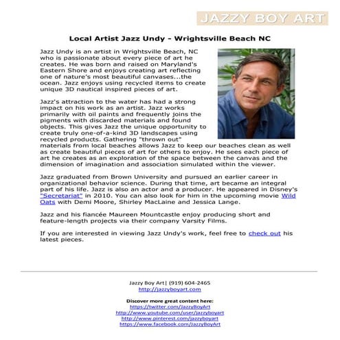 Local Artist Jazz Undy – Wrightsville Beach NC | PDF | Jazz | Music