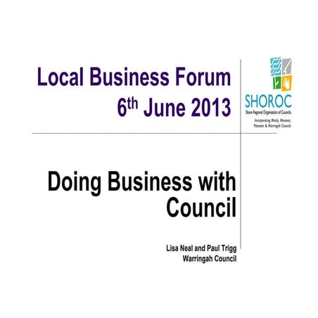 Local business forum - Doing Business with Council | PDF