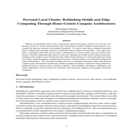 Personal Local Clouds: Rethinking Mobile and Edge Computing Through ...