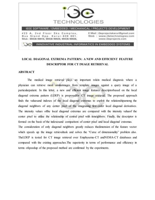 Local Diagonal Extrema Pattern A New And Efficient Feature Descriptor For Ct Image Retrieval Pdf