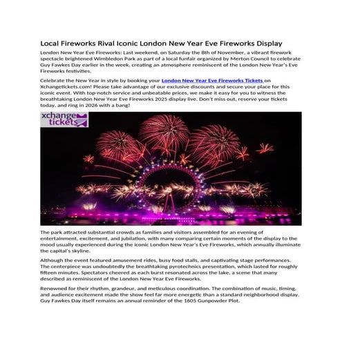 Local Fireworks Rival Iconic London New Year Eve Fireworks Display.docx
