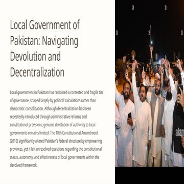 Local government of Pakistan: Navigating the Devolution and ...