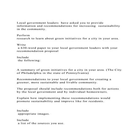 Local government leaders have asked you to provide information .docx