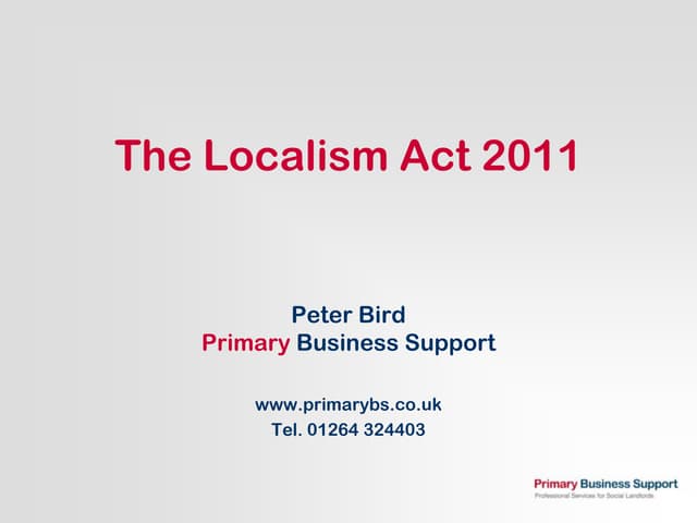 Localism Act 2011 Housing Overview Pb Ppt