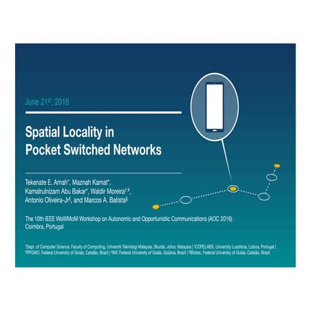 Spatial Locality in Pocket Switched Networks | PDF