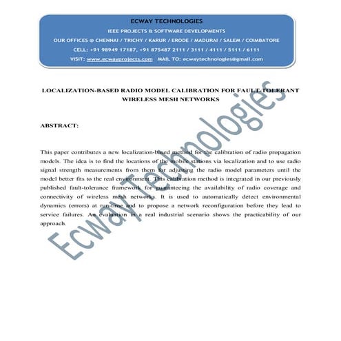 Localization Based Radio Model Calibration For Fault Tolerant Wireless