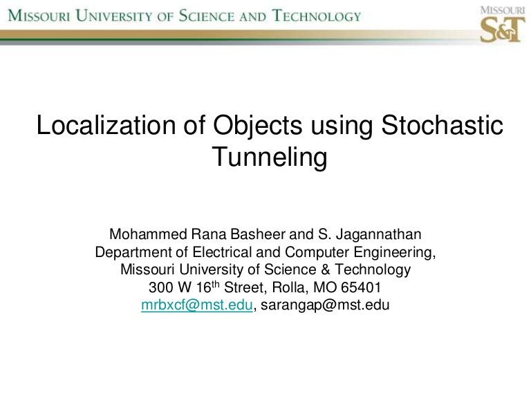 Localization of Objects using Stochastic Tunneling