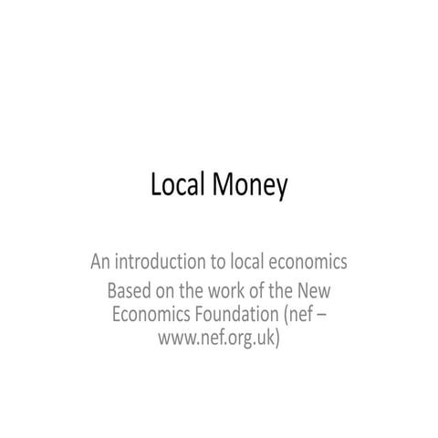 Local money workshop | PPTX